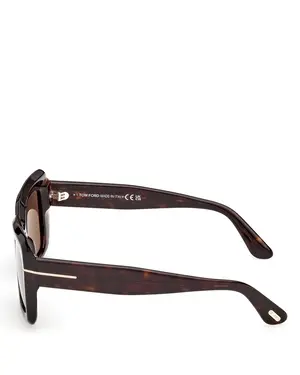 TOM FORD 52mm Leila Rectangular Sunglasses - Havana/brown