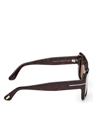TOM FORD 52mm Leila Rectangular Sunglasses - Havana/brown