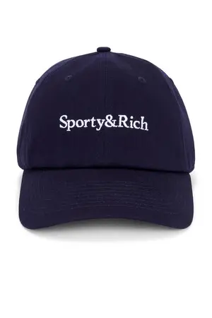 SPORTY & RICH Serif Logo Cap - Dark Navy