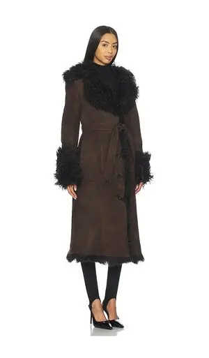 SUSANNA CHOW Daphne Shearling Suede Coat