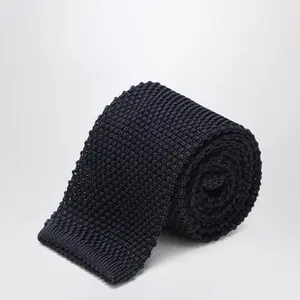 Brunello Cucinelli Navy Silk Knit Tie - Blue