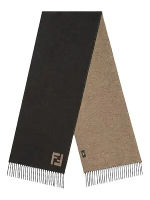 Fendi Wool And Cashmere Fringed Scarf Accessories - Black
