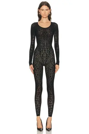 Wolford Reptile Net Jumpsuit - Black