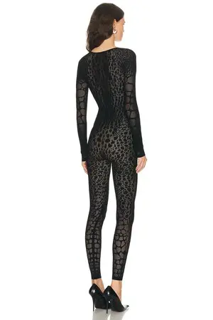 Wolford Reptile Net Jumpsuit - Black