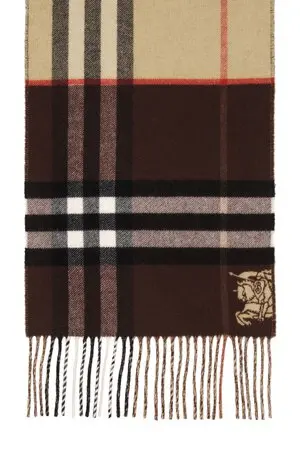 Burberry Double Giant Check Scarf In Brown