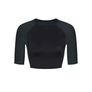 SKIMS Shine Padded Half Sleeve Crop Top - Obsidian And Dark Teal