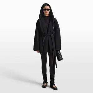 SKIMS Woven Nylon Wrap Coat - Obsidian