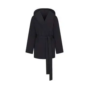 SKIMS Woven Nylon Wrap Coat - Obsidian