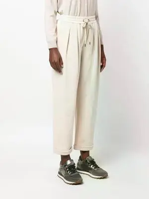 Brunello Cucinelli Pleated Drawstring Cropped Trousers