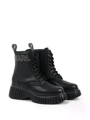 Karl Lagerfeld Logo Embellished Combat Boots