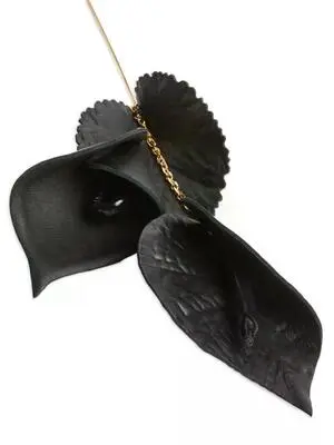 Emilio Pucci Leather Flower Mono Earring - Black