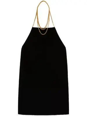 Palm Angels Chain-embellished Velvet Halterneck Dress - Black