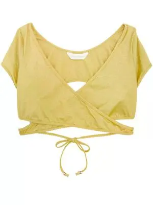Palm Angels Wrap-around Lurex Bikini Top - Yellow