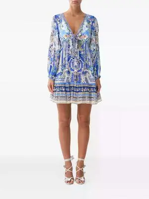 Camilla Ottoman Opulence V-neck Mini Dress