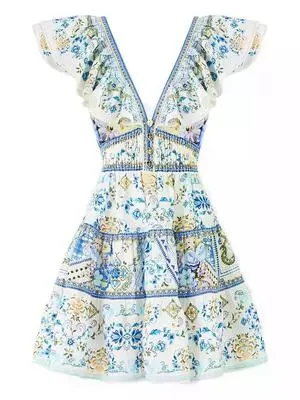 Camilla My Homespun Heart Ruffled Mini Dress - Blue