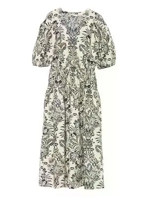 Ulla Johnson Harriet Puff-sleeve Midi Dress - Neutrals