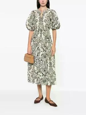 Ulla Johnson Harriet Puff-sleeve Midi Dress - Neutrals