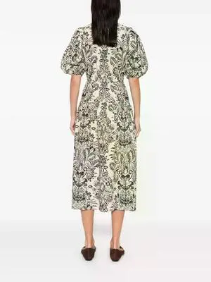 Ulla Johnson Harriet Puff-sleeve Midi Dress - Neutrals