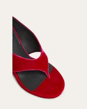 Alaïa 75mm Velvet Wedge Thong Sandals