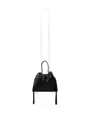 JIMMY CHOO Drawstring Mini Top Handle Bag With Crystal Embellished Handle - Black