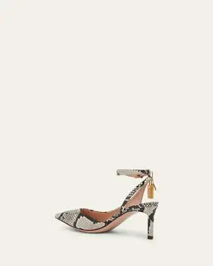 TOM FORD 55mm Angelina Python-printed Leather Ankle-wrap Pumps