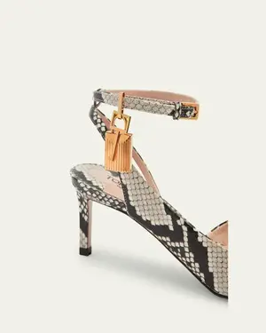 TOM FORD 55mm Angelina Python-printed Leather Ankle-wrap Pumps