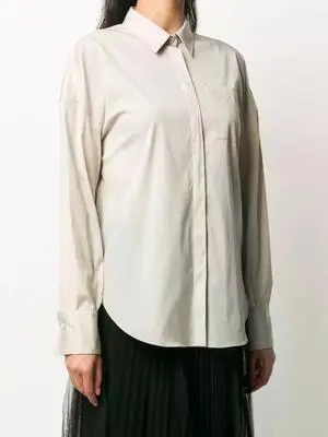 Brunello Cucinelli Embellished Tab Long Sleeve Shirt