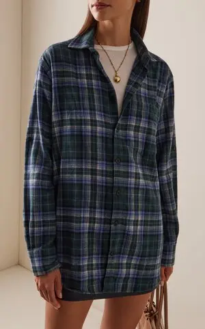 WITH NOTHING UNDERNEATH Oversized Checked Cotton Shirt - Multi