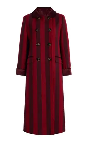 La Veste Miranda Striped Wool Coat - Red