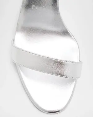 CHRISTIAN LOUBOUTIN 100mm Miss Z Metallic Leather Sandals - Silver