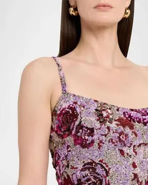 BRONX BANCO Allegra Floral Sequin Maxi Dress - Pink Multi