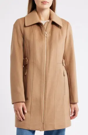 Michael Kors Wool Blend Coat - Dark Camel