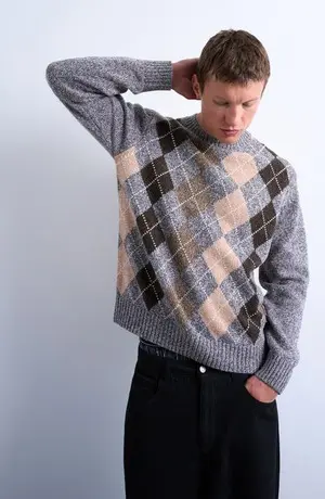 Topman Argyle Crewneck Sweater