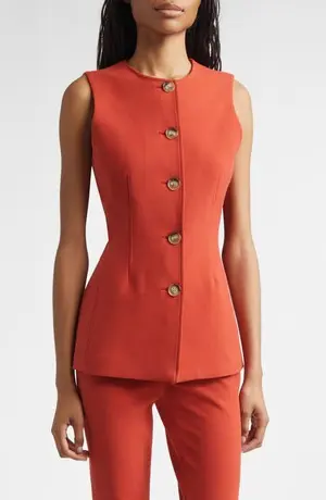 Veronica Beard Jessup Vest - Carnelian Red