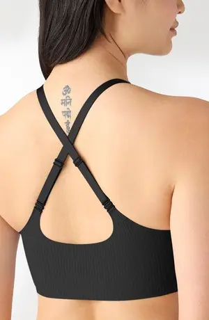 TRUE & CO Rib Triangle Bra - Black