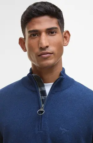 Barbour Cotton Quarter Zip Sweater - Inky Marled