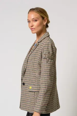Central Park West Lucky Patches Check Blazer