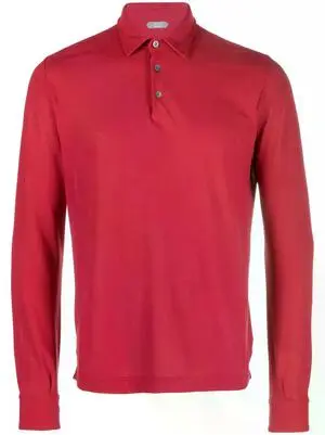 ZANONE Long-sleeved Cotton Polo Shirt - Red