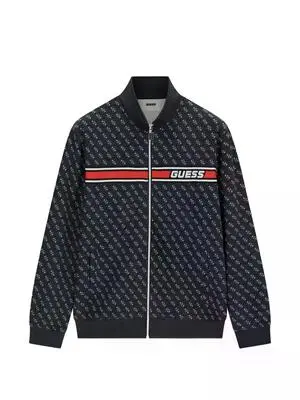 Guess Monogram Pattern Zip Sweatshirt - Black