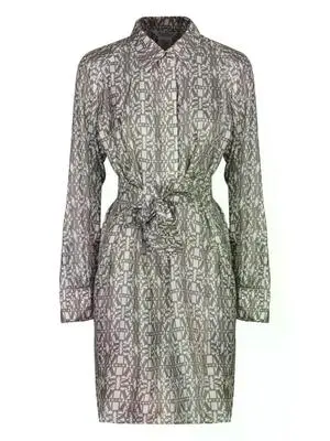 Max Mara Monogram Printed Mini Shirt Dress - Neutrals
