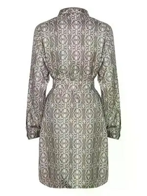 Max Mara Monogram Printed Mini Shirt Dress - Neutrals