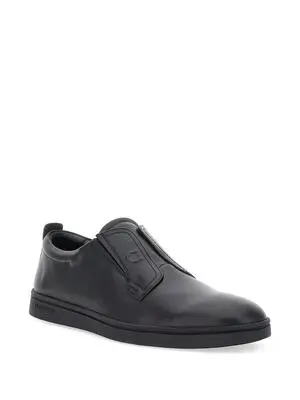 FERRAGAMO Embossed Logo Leather Slip-on Sneakers