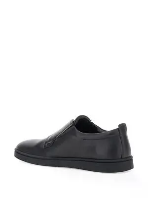 FERRAGAMO Embossed Logo Leather Slip-on Sneakers