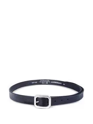 ALBERTO LUTI Leather Belt With Rectangular Buckle - Black