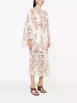 Zimmermann Awaken Embroidered Yoke Midi Dress - Neutrals