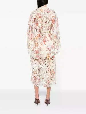 Zimmermann Awaken Embroidered Yoke Midi Dress - Neutrals