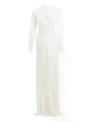 ANA RADU Fringe-detailed Maxi Dress - White