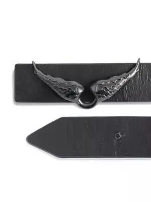 Zadig&Voltaire Rock Reversible Leather Belt With Signature Wing Buckle - Grey