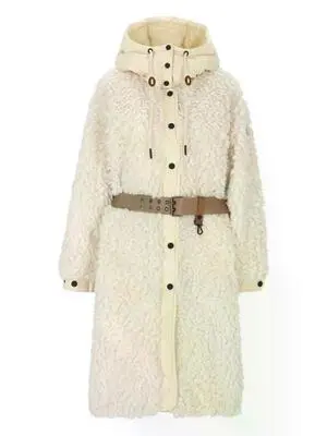 Moncler Belted Hooded Coat - Neutrals