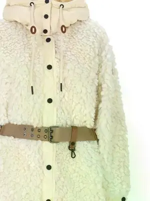 Moncler Belted Hooded Coat - Neutrals